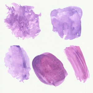 Purple Watercolor Splash Clipart, Purple Watercolor Brush Strokes ...