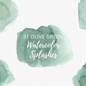 Olive Green Paint Brush Strokes, Watercolor Splotches - Etsy
