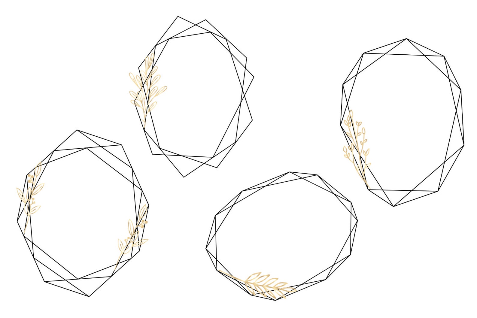 Minimal Geometric Frames, Gold Frames Clipart, Frames With Golden ...