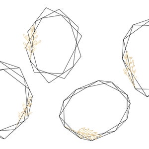 Minimal Geometric Frames, Gold Frames Clipart, Frames With Golden ...