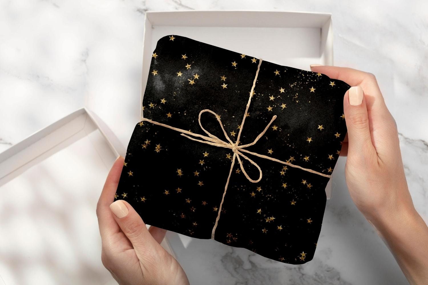 Black Papers With Gold Stars - Etsy