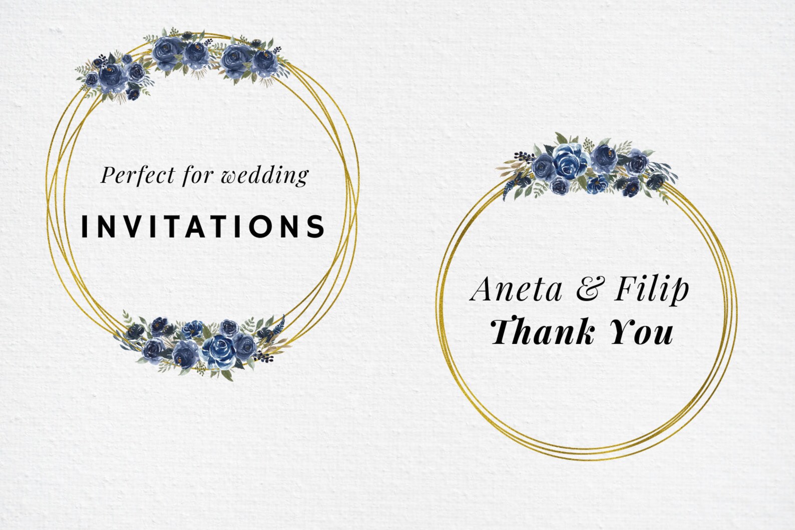 Navy Blue Watercolor Flowers Frames Geometric Gold Frames | Etsy