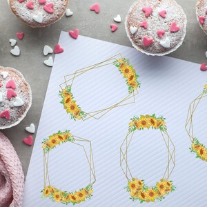 Sunflowers Geometric Gold Frames, Summer Crystal Frames, Wedding ...