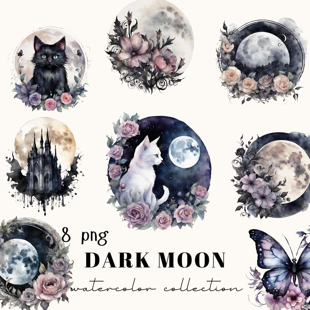 Watercolor Moon Phases, Moon Clipart, Decorated Moon, Blush Moons - Etsy