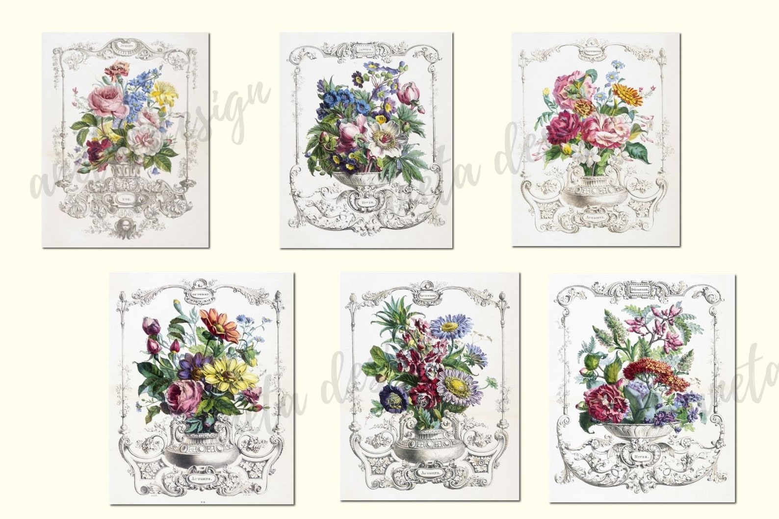 Vintage Floral Postcards Ephemera Pack Floral Digital - Etsy
