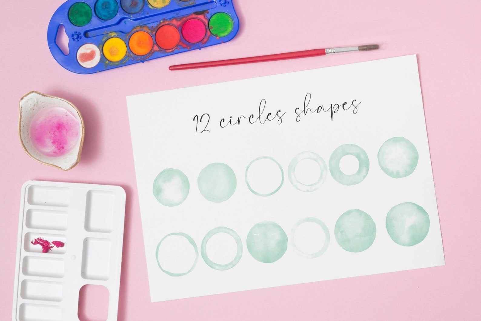 Green Watercolor Circles for Logo, Watercolor Design Elements, Hand ...