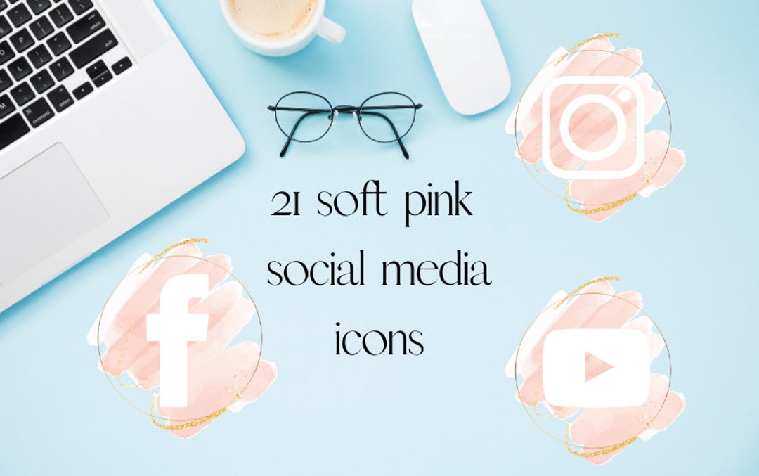 Pink Social Media Icons, Pink Icons, Minimalist Icons, Branding Kit ...