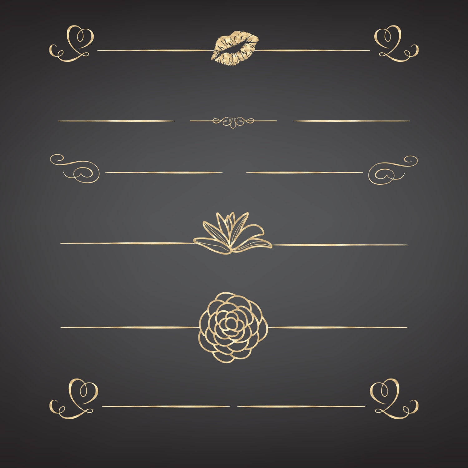 Gold Foil Page Dividers: Hand-drawn Borders (PNG) - Etsy
