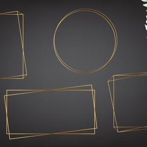 Elegant Modern Gold Polygonal Frame Clipart, Thin and Elegant Golden ...