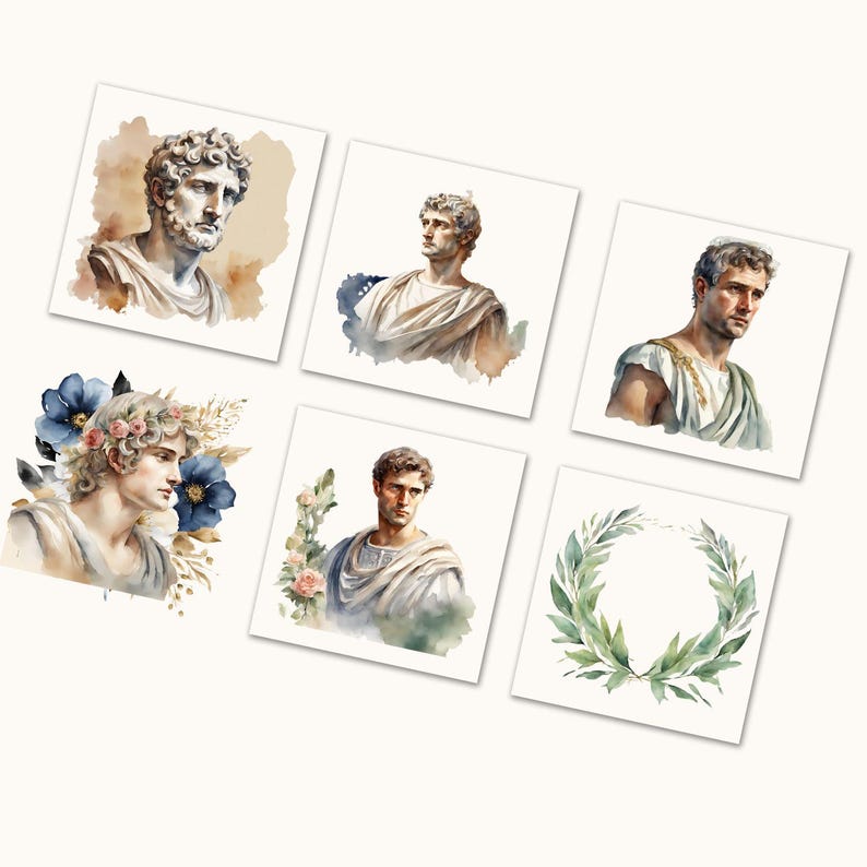 Ancient Rome Watercolor Clipart: Roman Empire PNG Bundle (digital ...
