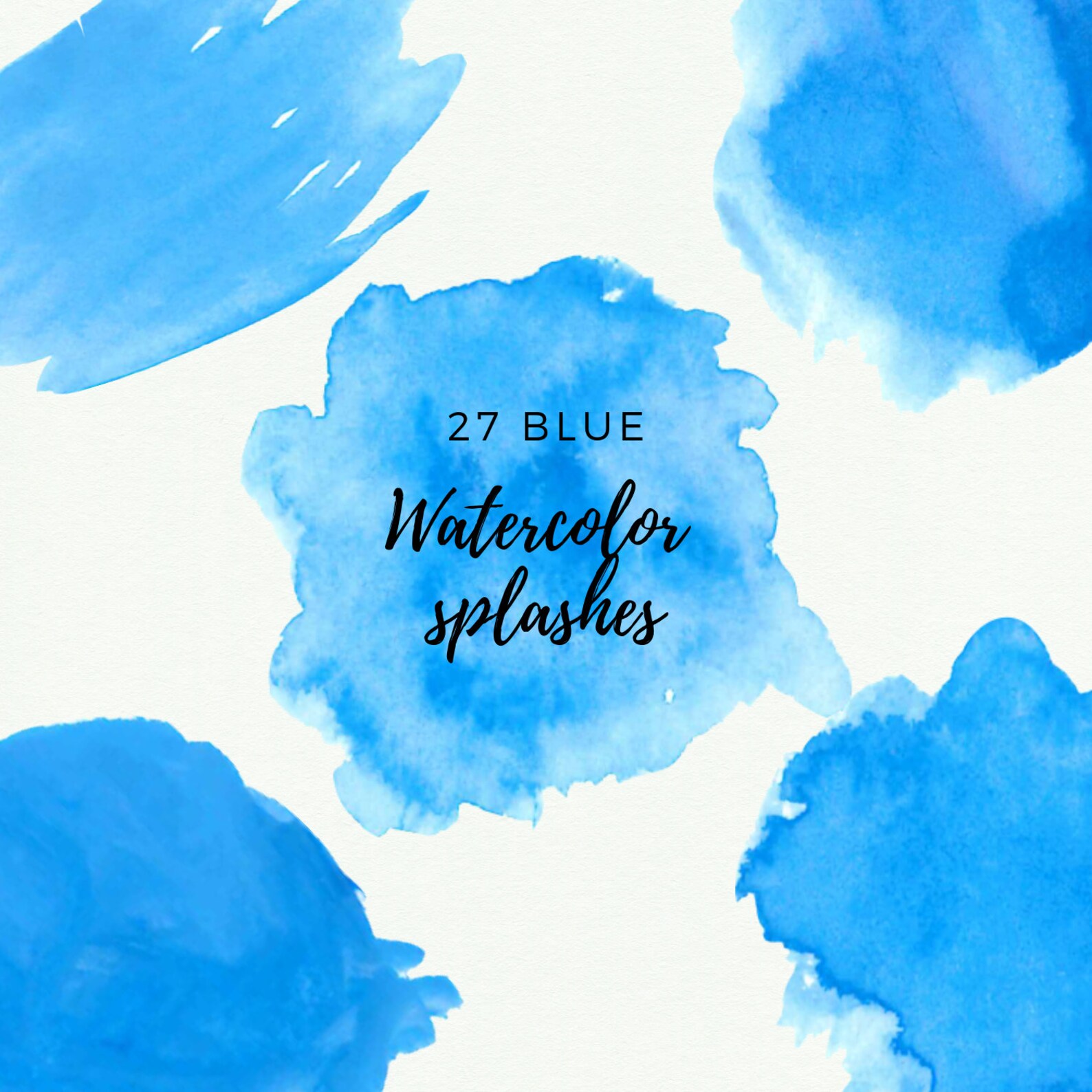 Blue Watercolor Splash Clipart, Light Blue Watercolor Brush Strokes ...