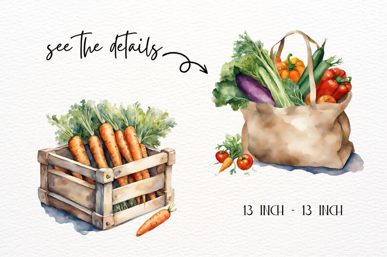 Watercolor Vegetables Clipart, Kitchen Decor, Gardening Clipart, Png ...
