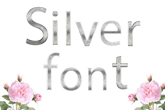 Silver Metal Letters Silver Sparkle Digital Alphabet Silver | Etsy