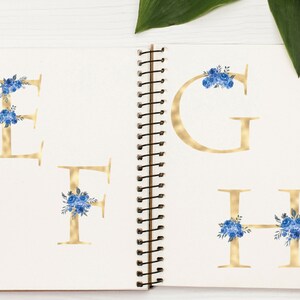 Blue Blush Florals Alphabet Gold Foil Alphabet With Flowers - Etsy