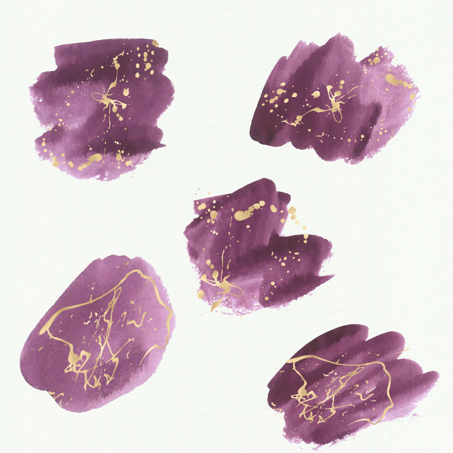 Gold and Purple Watercolor Splash Clipart Purple Watercolor - Etsy
