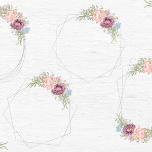 Silver Geometric Frames, Silver Wedding Frames, Frames With Watercolor ...