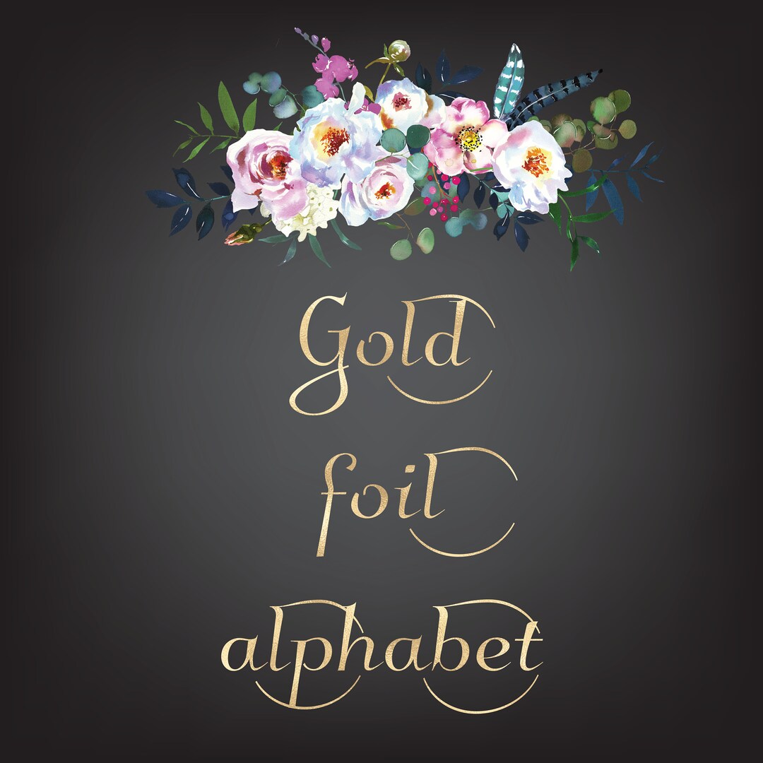 Gold Foil Alphabet, Gold Letters Clipart, Decorative Alphabet - Etsy