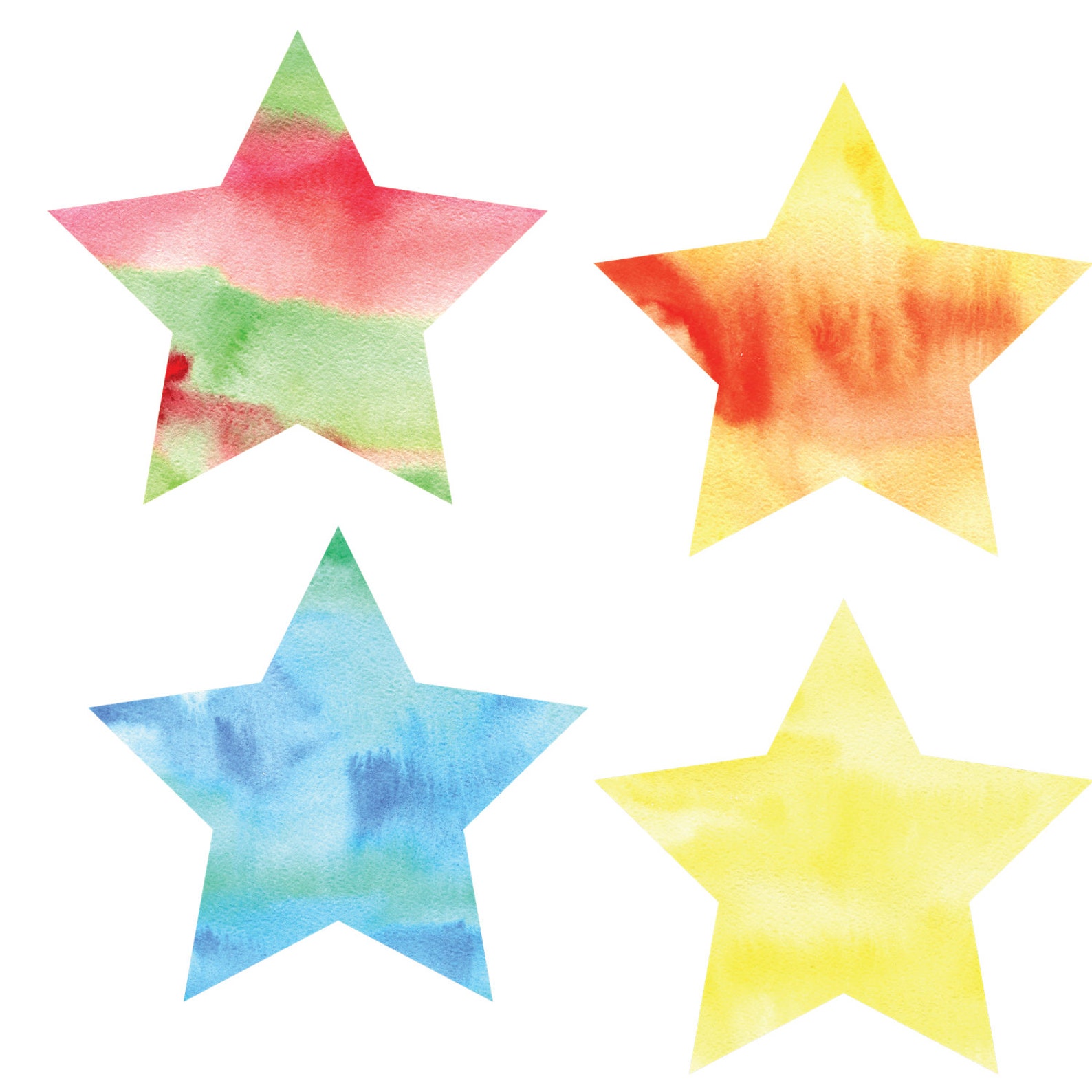 Colorful Watercolor Stars Watercolor Stars Clipart Night Sky - Etsy