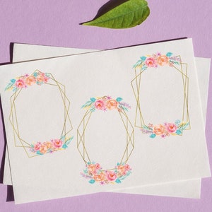 Peach Romantic Geometric Frames Frames with Pink Blue | Etsy