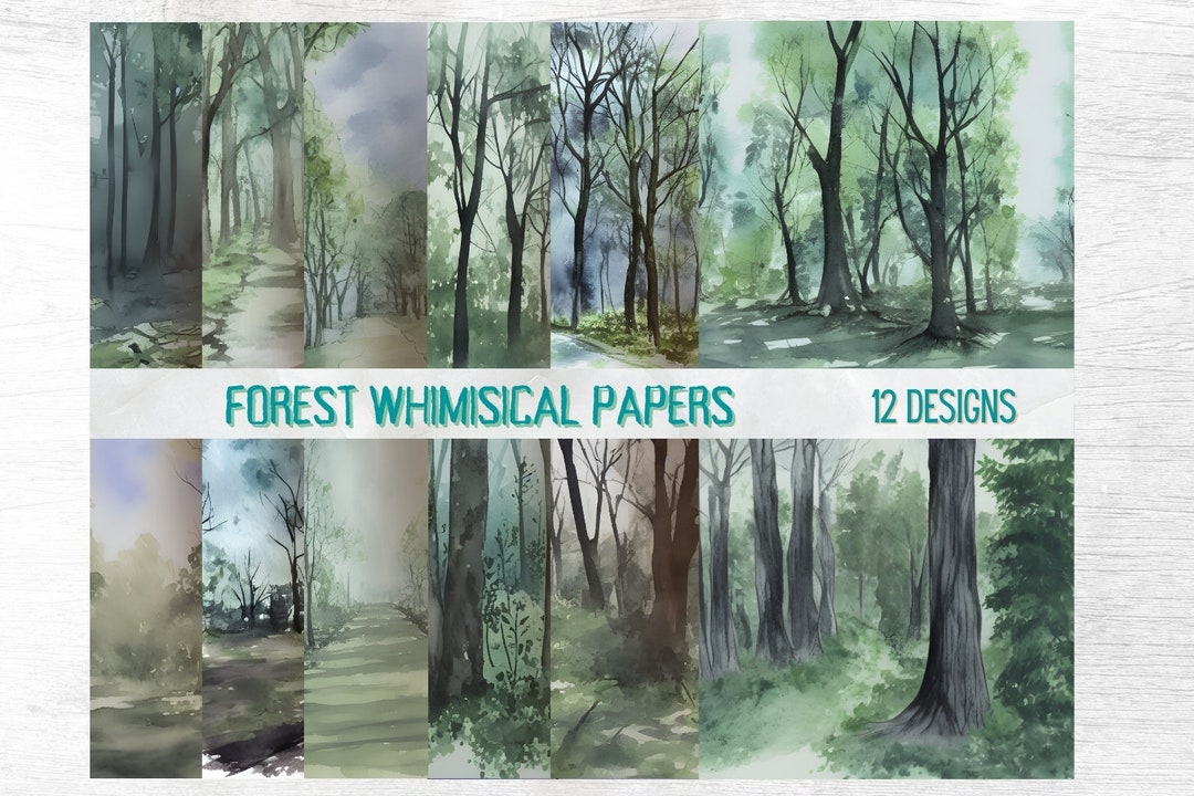 Whimsical Watercolor Backgrounds | Mystical Forest Digital Papers ...