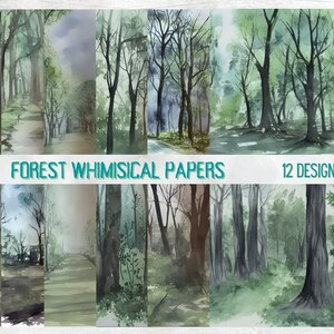 Whimsical Watercolor Backgrounds | Mystical Forest Digital Papers ...