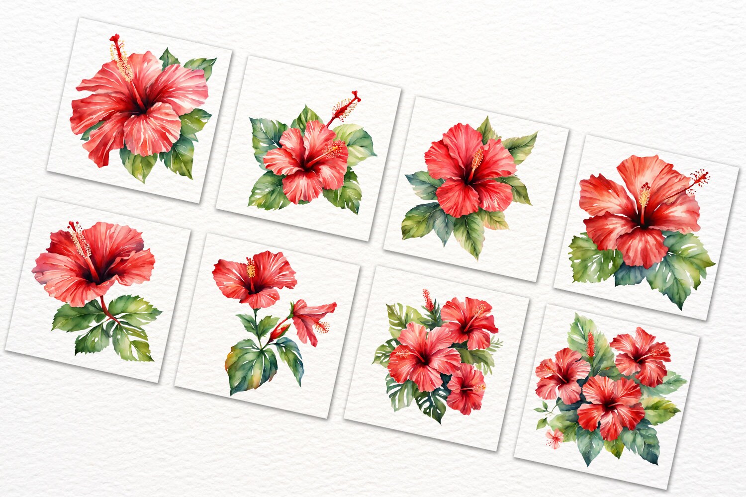 Watercolor Red Hibiscus Clipart, Tropical Floral Art, Hibiscus Wreaths ...