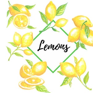 Watercolor Lemon Clipart, Handpainted Lemons, Lemons Invitation, Lemon ...