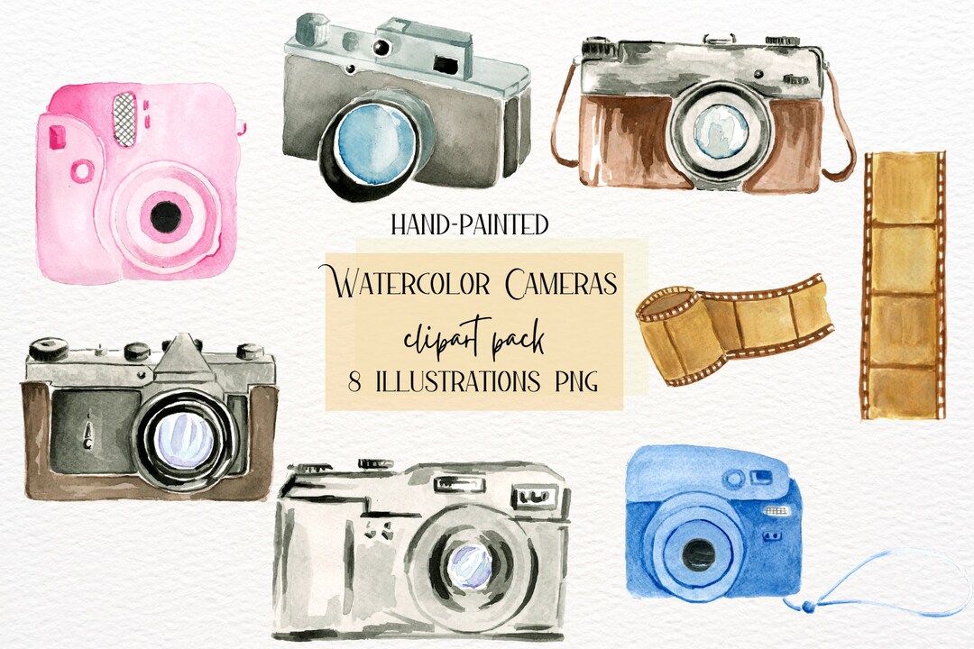 Watercolor Vintage Cameras - Handpainted Retro Photography Art Print - Etsy