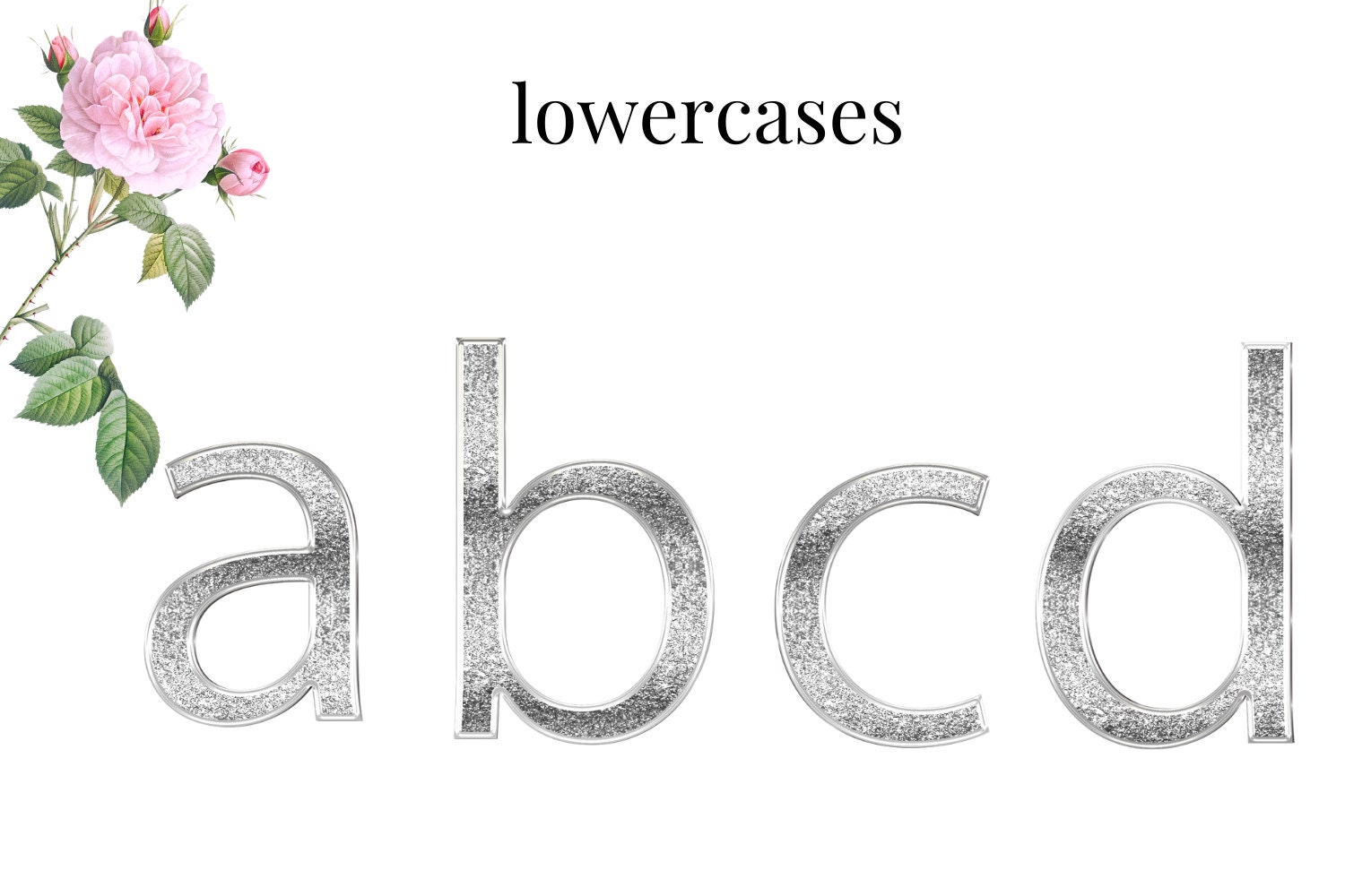 Silver Metal Letters, Silver Sparkle Digital Alphabet, Silver Font ...