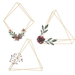 Elegant Minimal Geometric Frames, Botanical Watercolor Frames Clipart ...