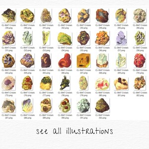 Vintage Stones Clipart, Gemstones Bundle, Wall Art, Digital Prints ...