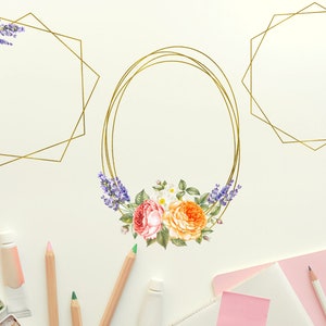 20 Geometric Frames, Frames With Vintage Flowers, Wedding Romantic ...