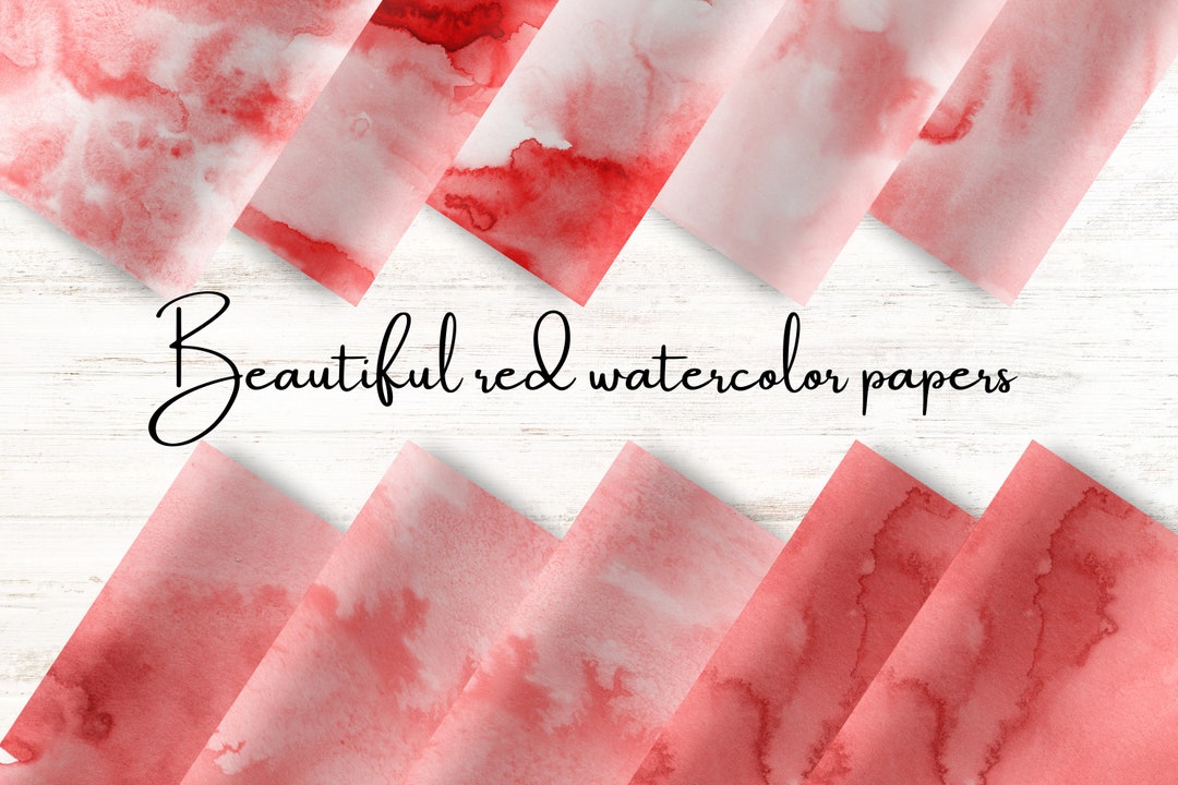 Red Watercolor Paper Textures: Valentine's Day Digital Paper (JPG) - Etsy