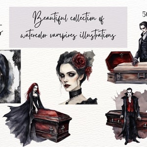 Watercolor Gothic Vampire Clipart, Victorian Dark Art, Instant Download ...