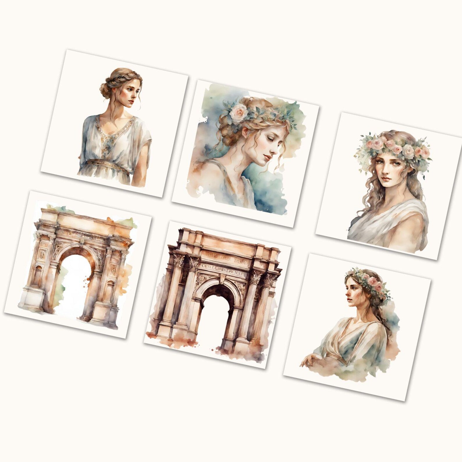 Ancient Rome Watercolor Clipart: Roman Empire PNG Bundle (digital ...