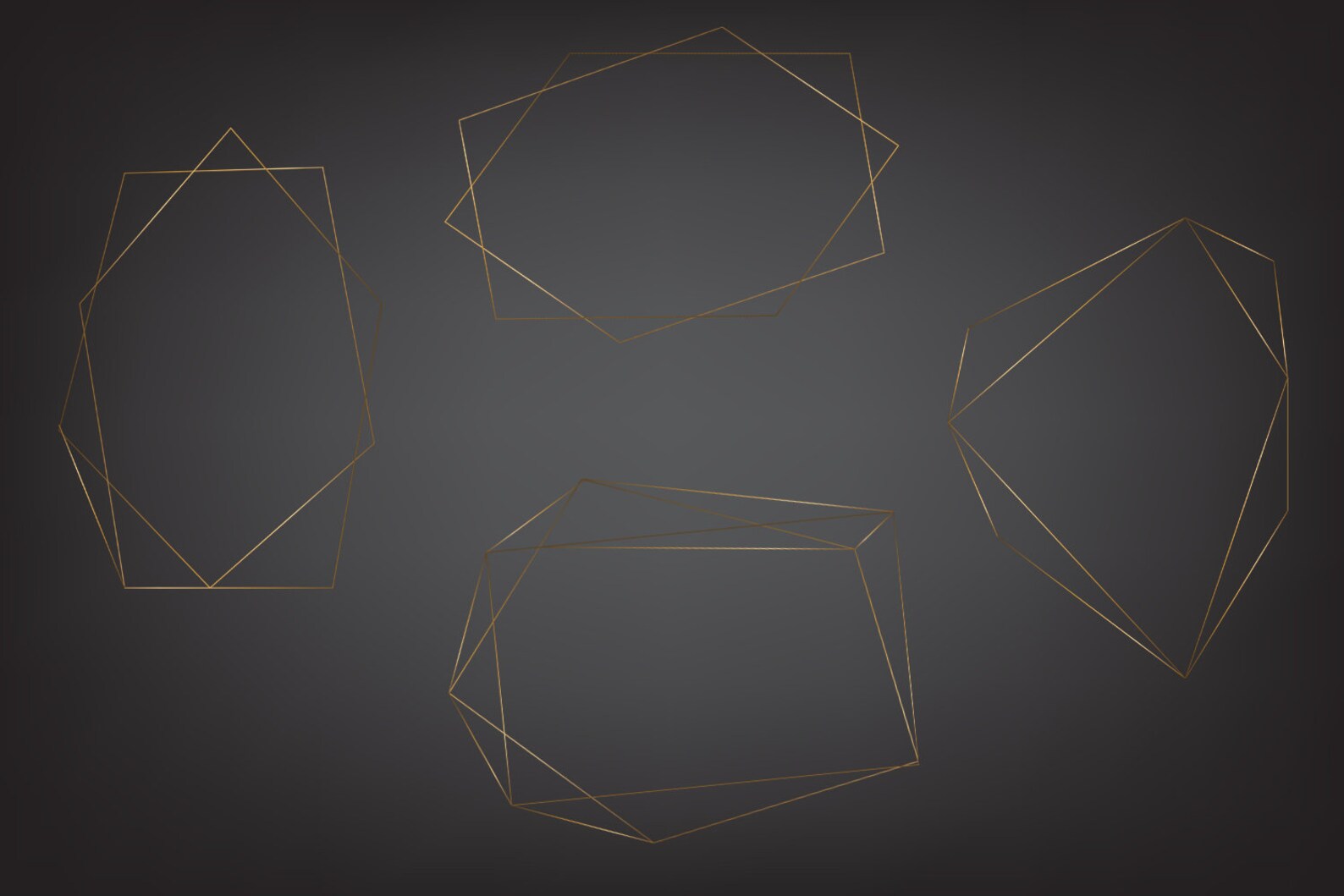 Modern Gold Polygonal Frame Clipart, Thin and Elegant Golden Frames ...