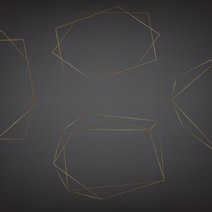 Modern Gold Polygonal Frame Clipart, Thin and Elegant Golden Frames ...