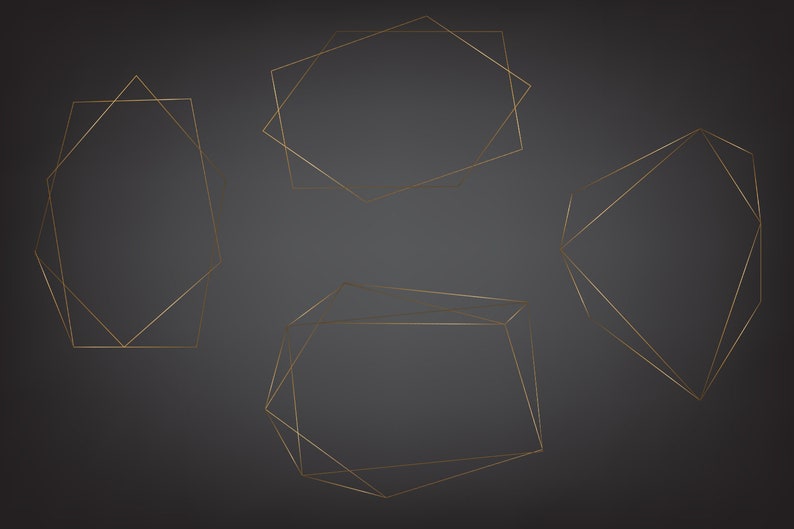 Modern Gold Polygonal Frame Clipart, Thin and Elegant Golden Frames ...