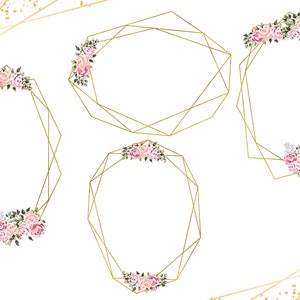 Decorative Frames, Watercolor Floral Geometric Frames, Rose and ...