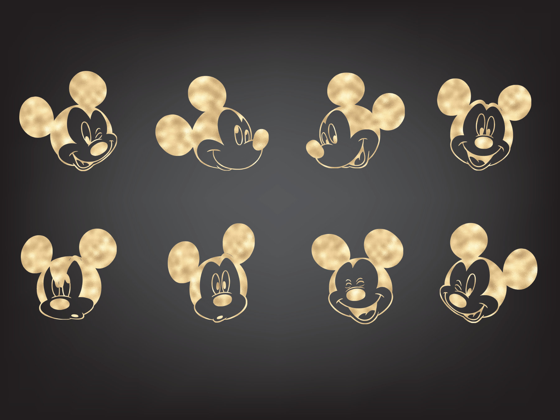 Gold Mickey Mouse Clipart, Mickey Head Collection - Etsy