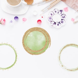 Gold Circles With Green Watercolor Watercolor Circles for - Etsy