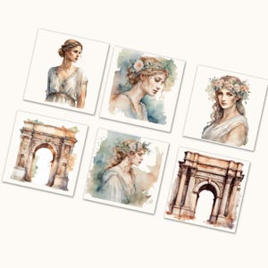 Ancient Rome Watercolor Clipart: Roman Empire PNG Bundle (digital ...