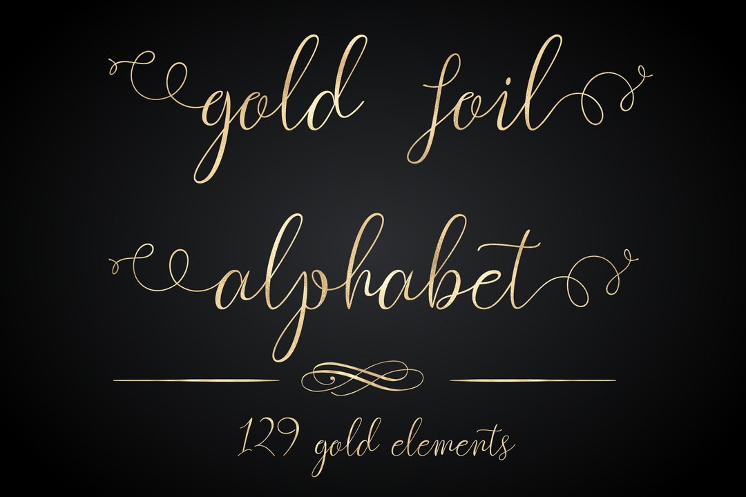 Gold Foil Alphabet, Calligraphy, Gold Letters Clipart, Decorative ...
