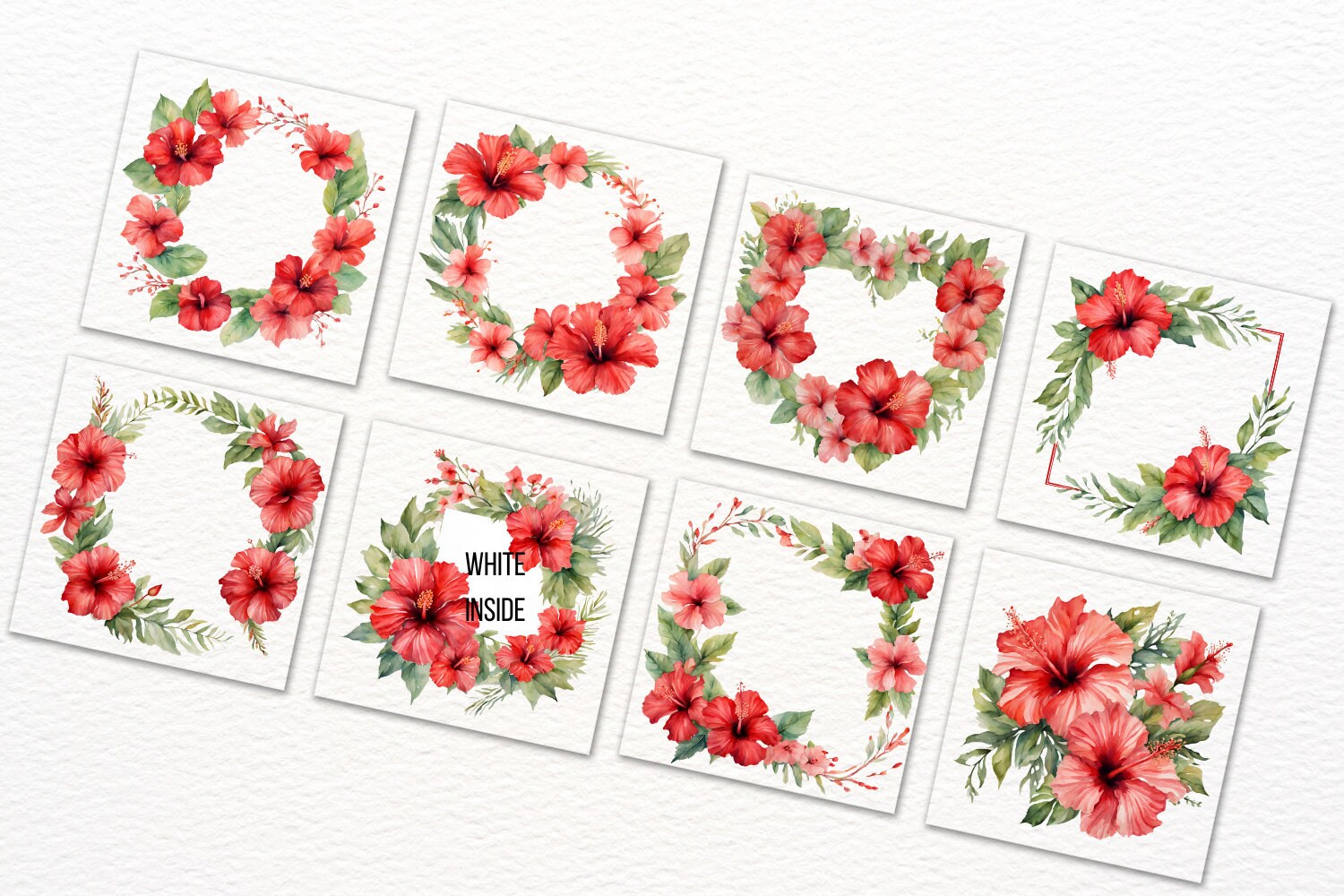 Watercolor Red Hibiscus Clipart, Tropical Floral Art, Hibiscus Wreaths ...