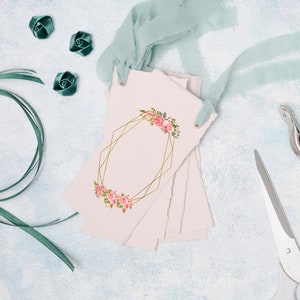 Pink Romantic Geometric Gold Frames, Floral Crystal Frames, Wedding ...