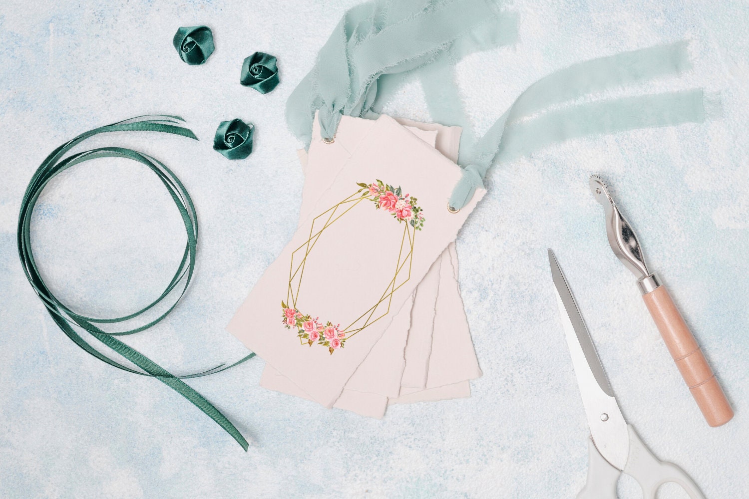 Pink Romantic Geometric Gold Frames, Floral Crystal Frames, Wedding ...