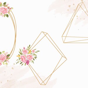 Geometric Frames, Frames With Pink Peonies Watercolor, Frames With ...