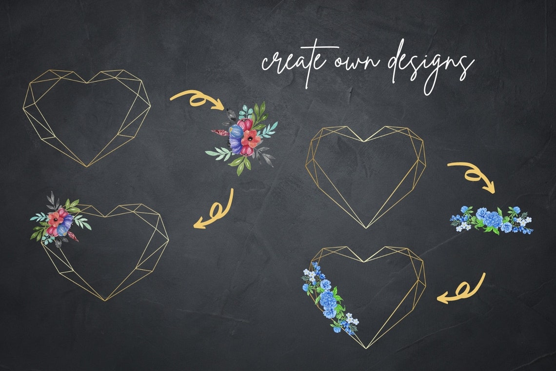 Heart Shaped Gold Frames Geometric Gold Frames - Etsy