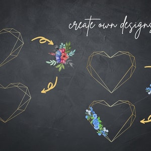 Heart Shaped Gold Frames, Geometric Gold Frames - Etsy