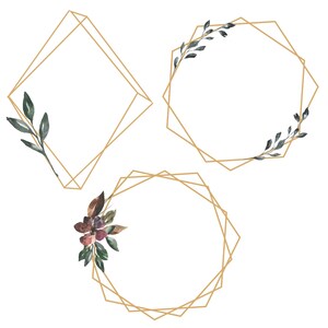 Elegant Minimal Geometric Frames, Botanical Watercolor Frames Clipart ...